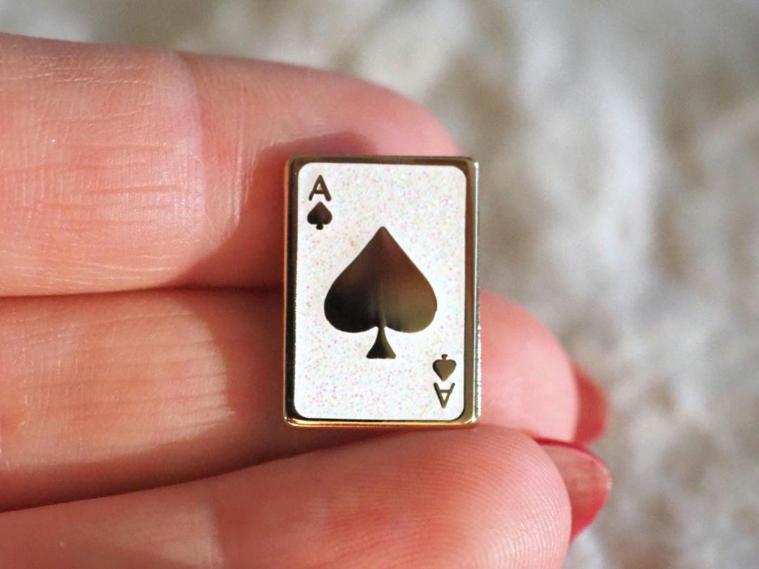 Lapel Pin - Ace of Spades - White Sparkle Enamel Pin - Etsy