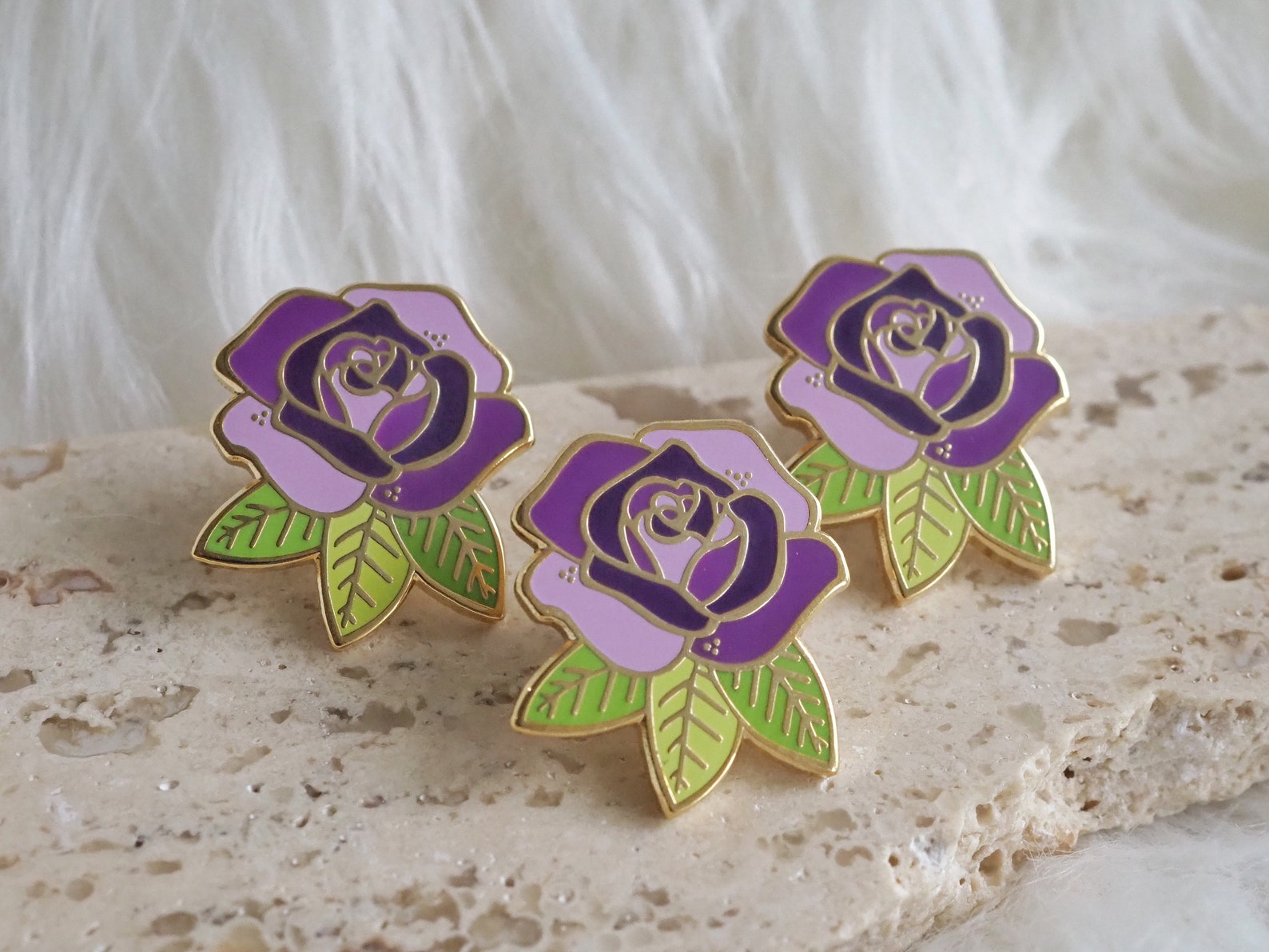 Lapel Pin - Purple Rose - Enamel Pin - Pinback Button - Etsy