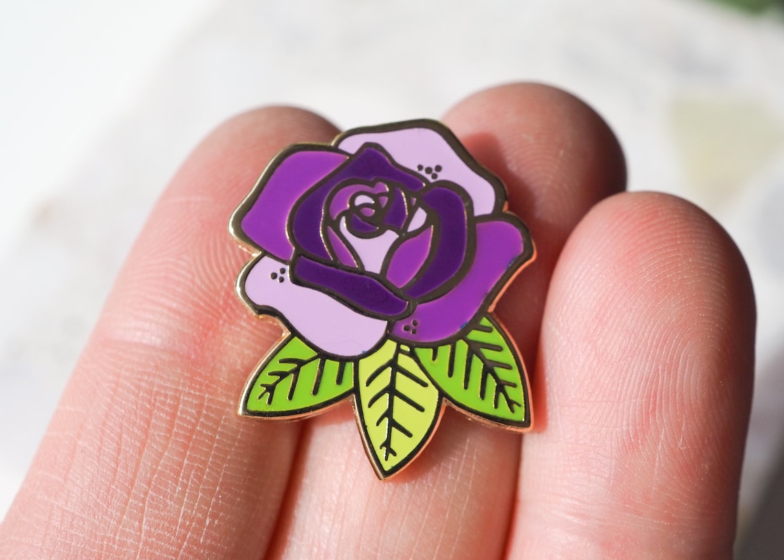 Lapel Pin - Purple Rose - Enamel Pin - Pinback Button - Etsy