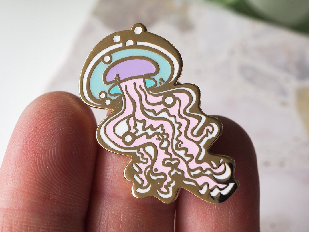 Lapel Pin - Pastel Pink Jellyfish - Enamel Pin - Pinback Button - Etsy