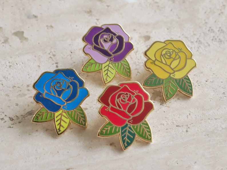 Lapel Pin - Purple Rose - Enamel Pin - Pinback Button - Etsy