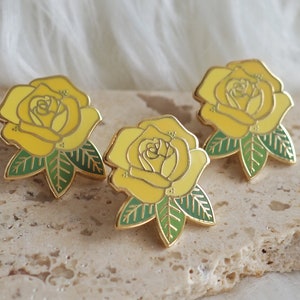 Lapel Pin - Yellow Rose - Enamel Pin - Pinback Button - Etsy UK
