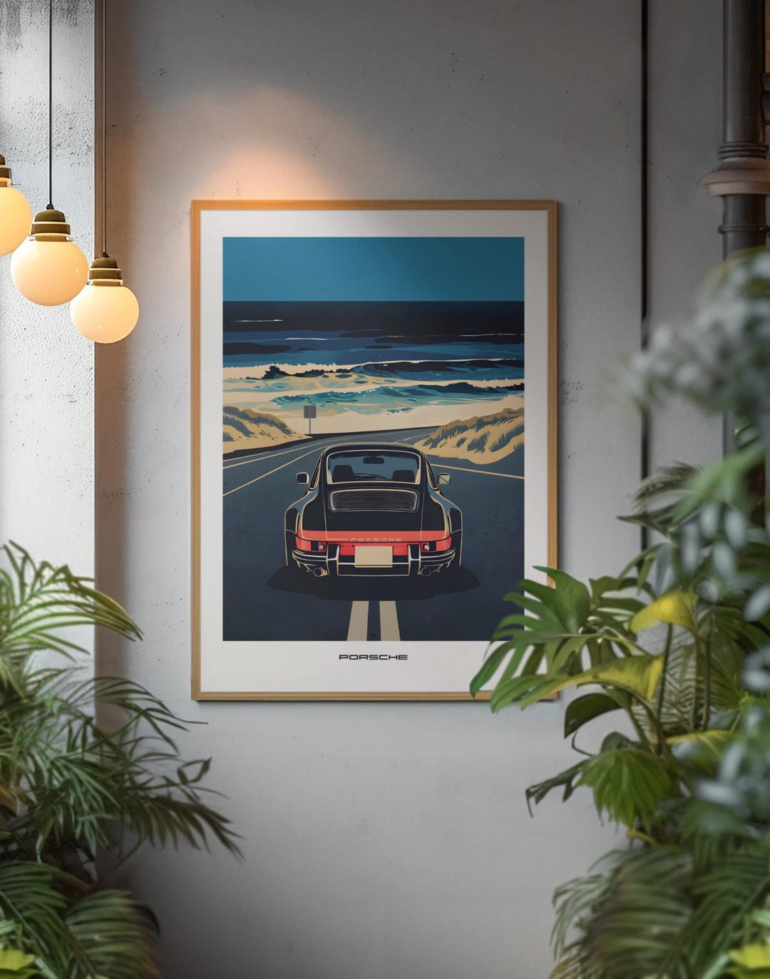 Porsche Retro Seaside Poster Digital Download - Etsy