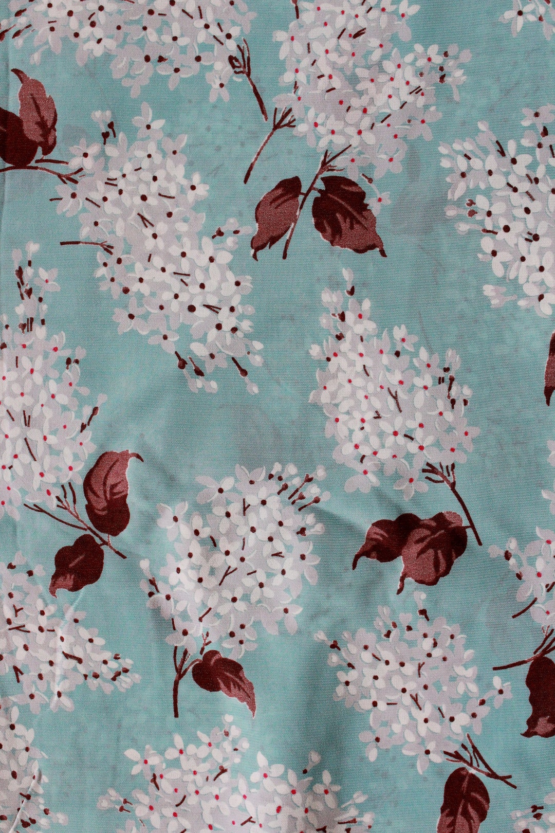 Vintage 1940s Light Blue Rayon With Hydrangeas, Summer Floral Sewing ...