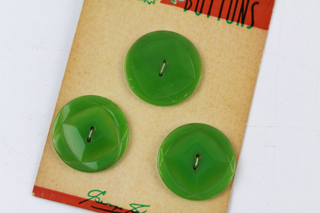 50s/60s Large Green Buttons, 1 In., 25 Mm, Vintage Mid Century Set of 3 ...