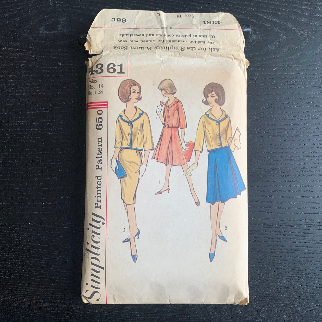 VINTAGE 1960s Simplicity Sewing Pattern 4361 Misses Suit With 2 Skirts ...