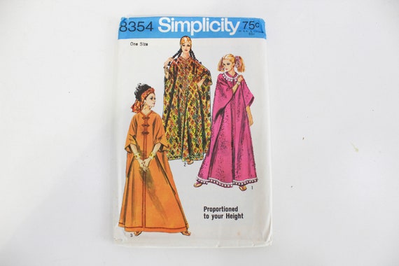 1960s Kaftan Sewing Pattern Simplicity 8354 Retro Vintage - Etsy