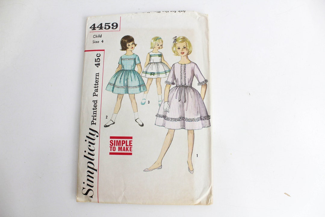 1960s Child's and Girl's Dress Sewing Pattern Simplicity 4459, Complete ...