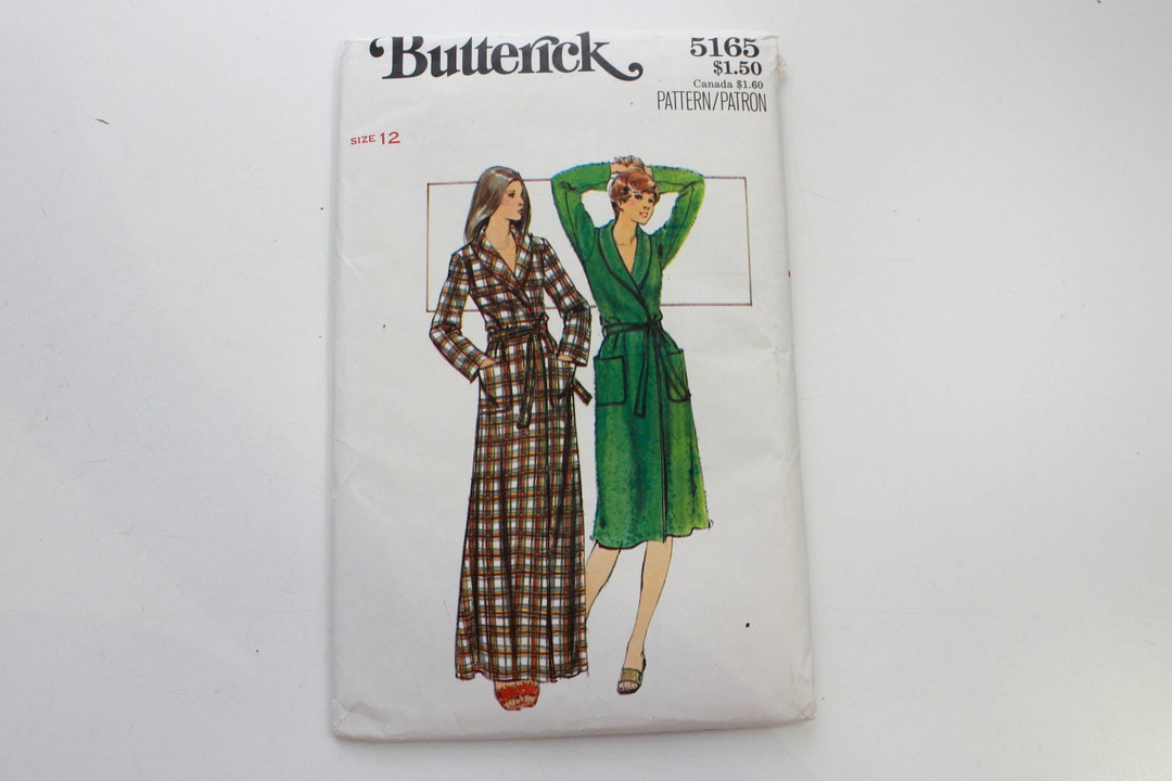 1970s Womens Robe Sewing Pattern Butterick 5165, Vintage 70s Lounge ...