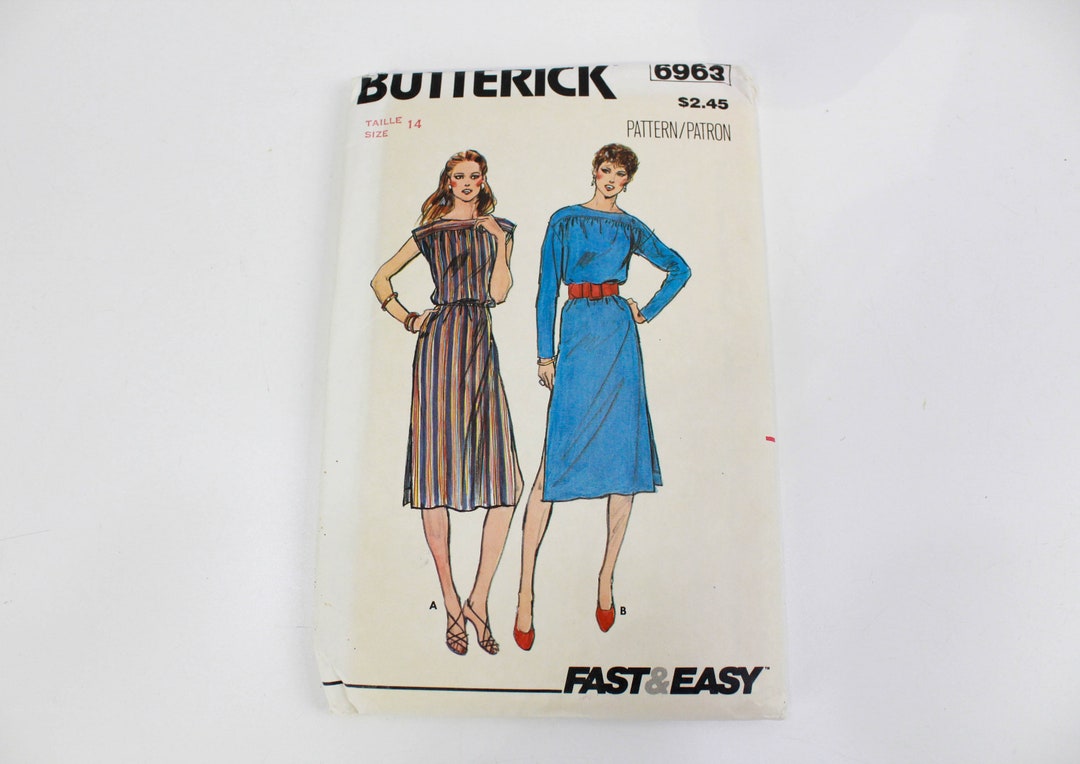 1970s Dress Sewing Pattern Butterick 6963, Vintage Women's Sewing ...