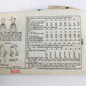1950s Party Dress Sewing Pattern Simplicity 1153, Complete, Bust 30 - Etsy