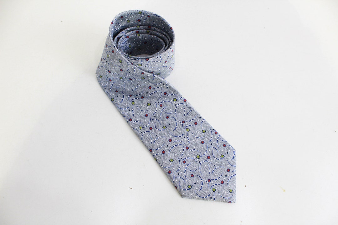 Vintage Hermes Necktie, Light Grey With Blue/red/green Dots, Vintage ...