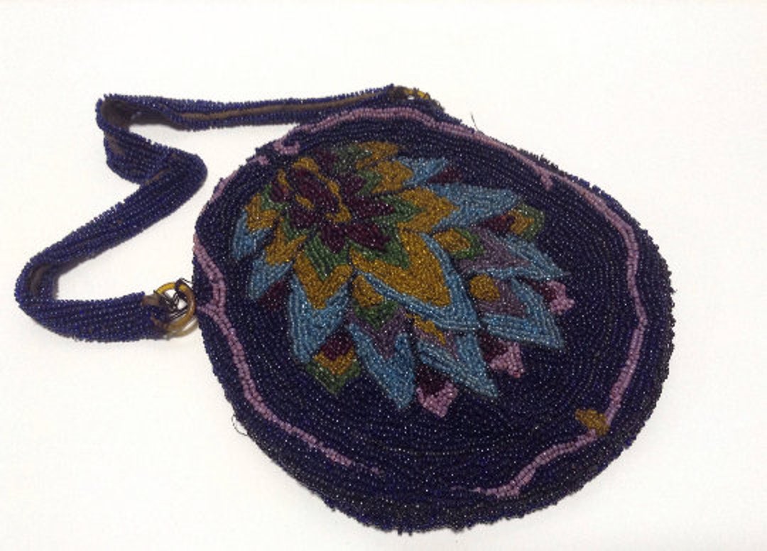 Vintage 1920s Flapper Purse, Art Deco Beaded Handbag, Beaded Evening ...