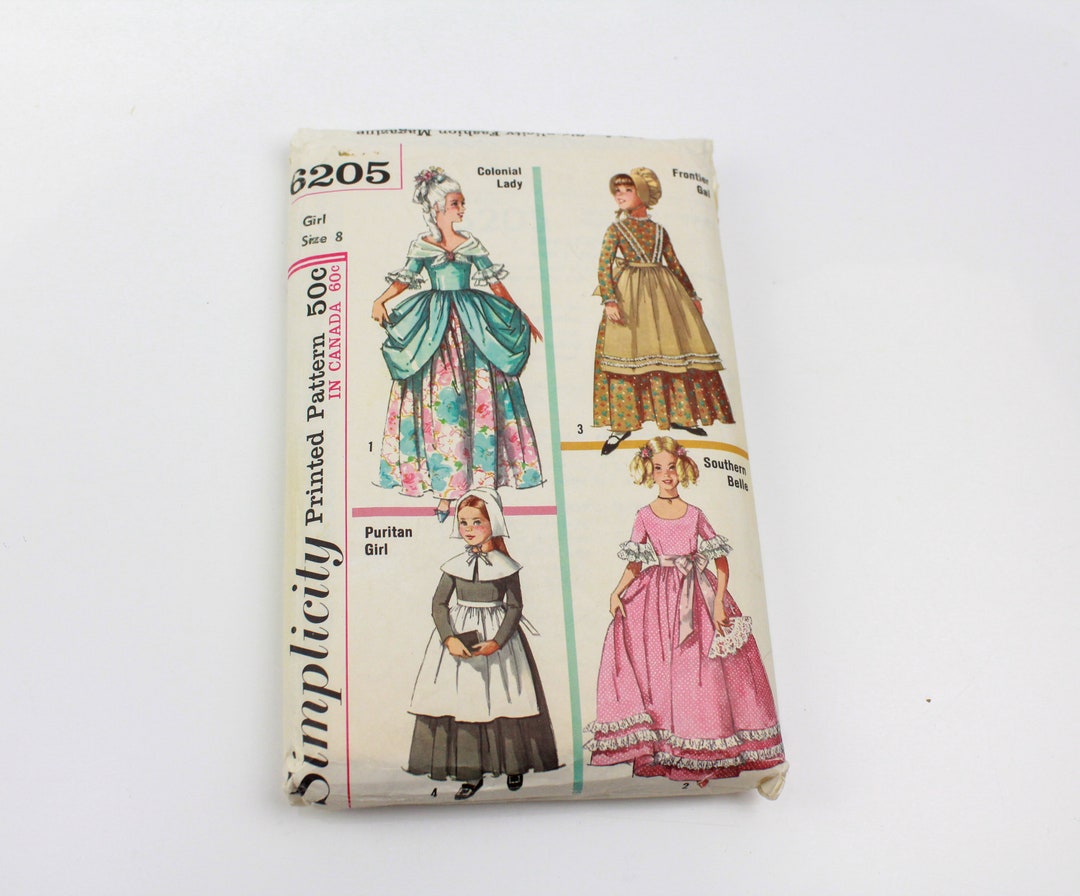 1960s Girls Colonial, Puritan, Southern Belle and Frontier Dress ...