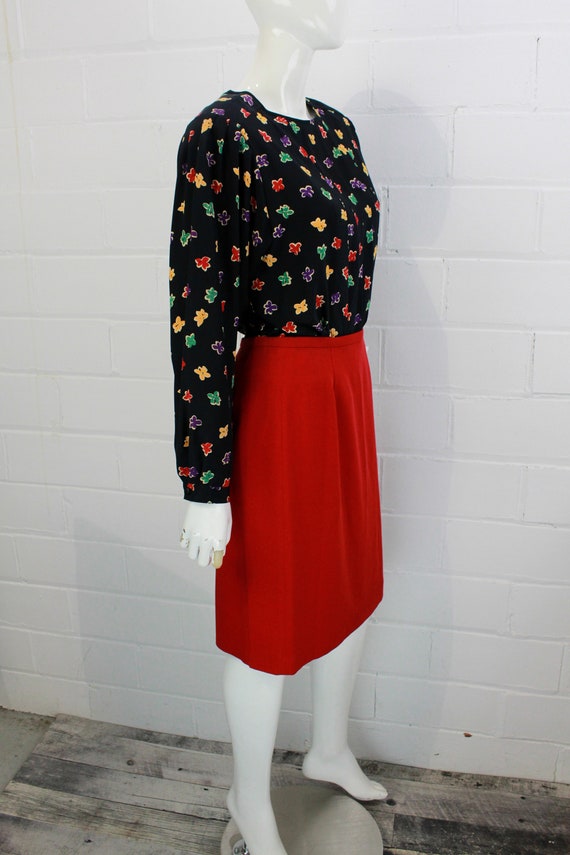 1980s Red Skirt, Vintage Minimalist Ruby Red Pencil S… - Gem