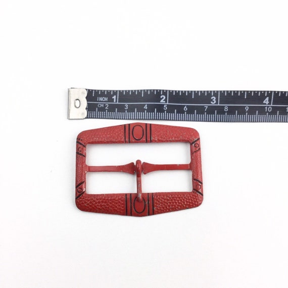1920s Red Painted Belt Buckle, Antique Art Deco Flapp… - Gem