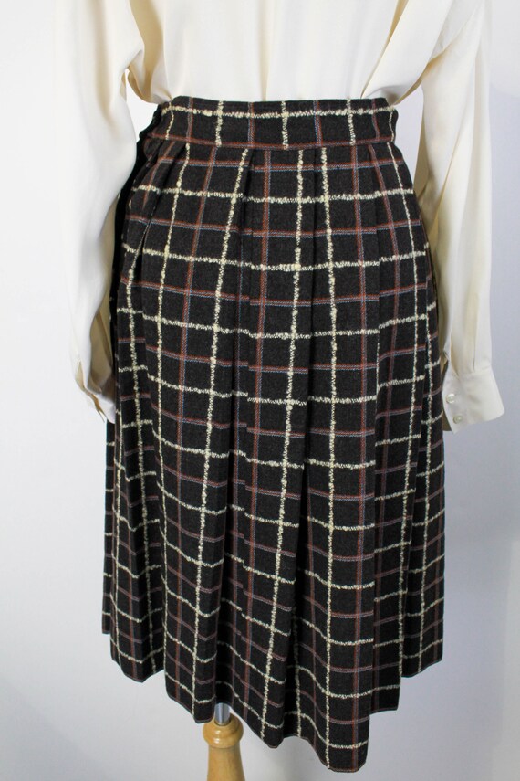 1950s Wool Check Skirt, Vintage 50s Brown and Cream M… - Gem