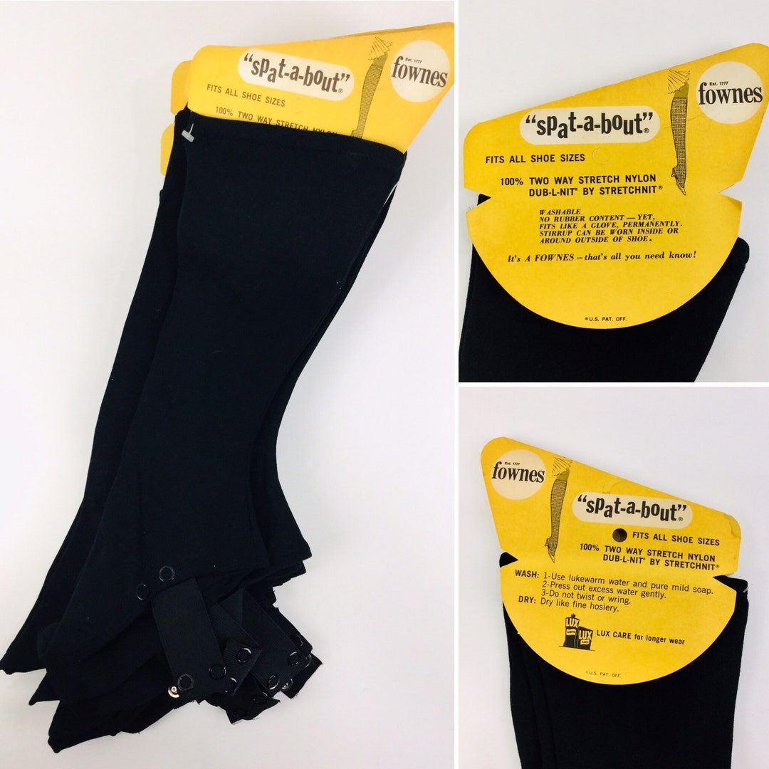 Vintage 60s Spats, 16".spat-a-bout Long Black Stretch Nylon Spats With ...