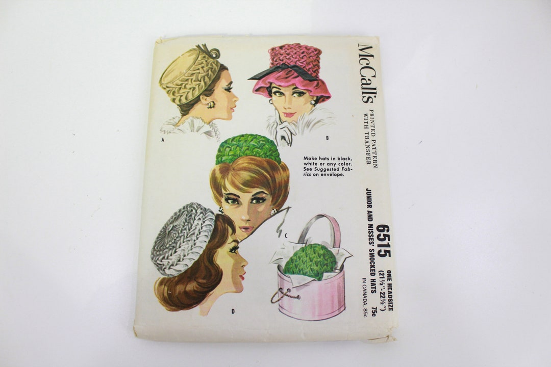1960s Womens Smocked Hats Sewing Pattern Mccalls 6515, Vintage 60s ...