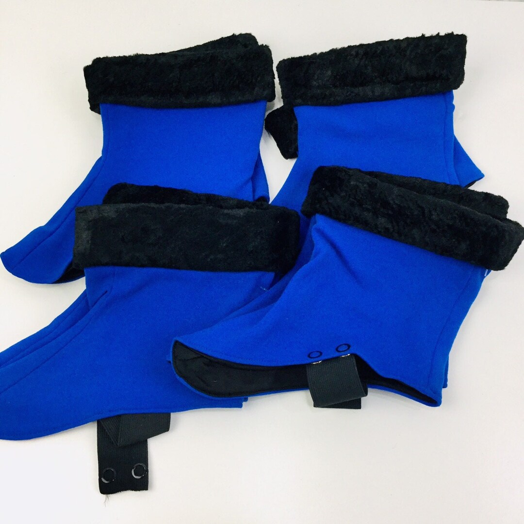 Vintage 60's Spats, 8", Bright Blue Stretch Nylon Spats, Black Faux Fur ...
