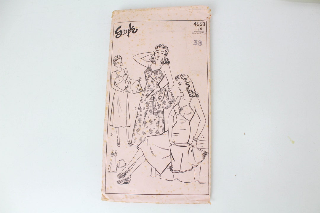1940s Slip and Knicker Set Sewing Pattern Style 4668, Bust 38, Complete ...