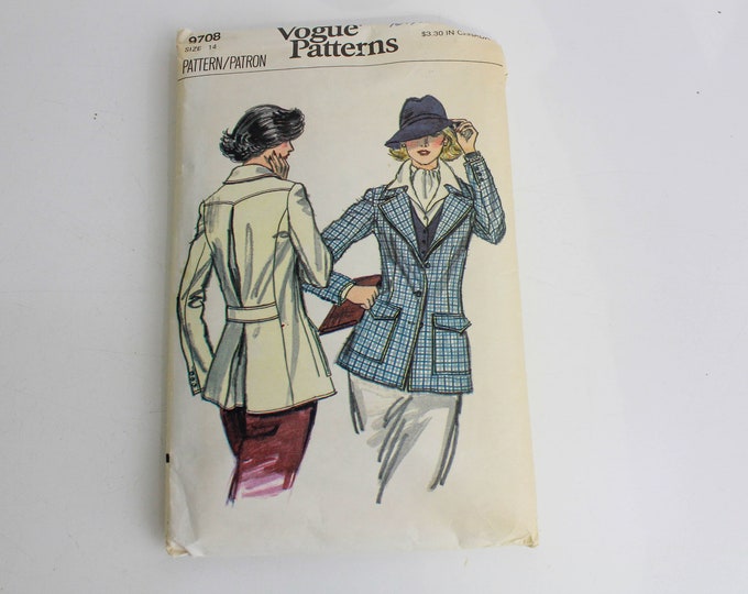 1970s Jacket Sewing Pattern Vogue 9708, Vintage 70s Women's Blazer ...