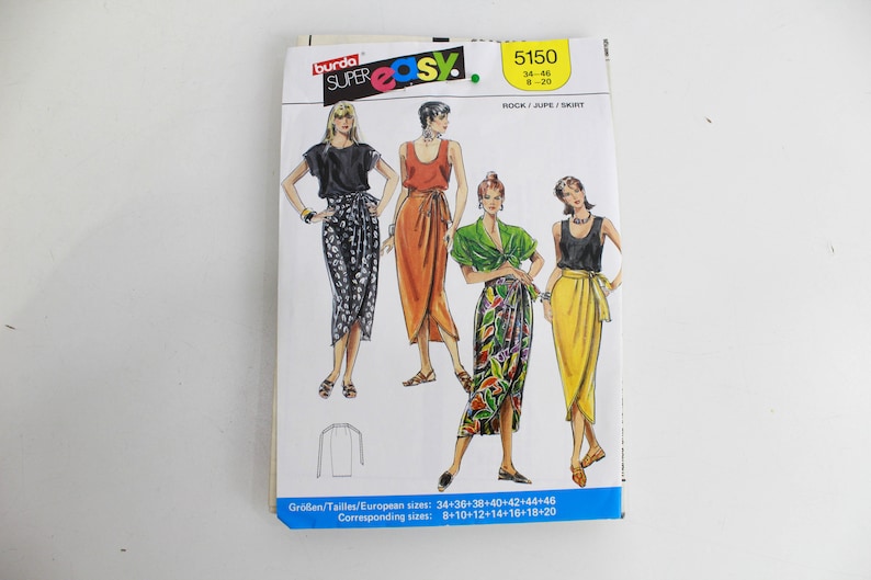1990s Maxi Skirt Sewing Pattern Burda 5150 Tie Waist - Etsy