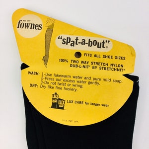 Vintage 60s Spats, 16".spat-a-bout Long Black Stretch Nylon Spats With ...