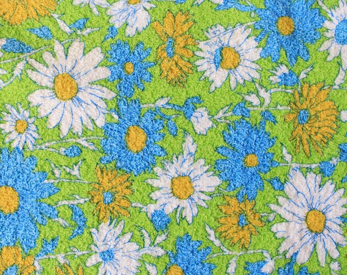 1960s/1970s Neon Daisy Flower Print Fabric in Green/yellow/white ...
