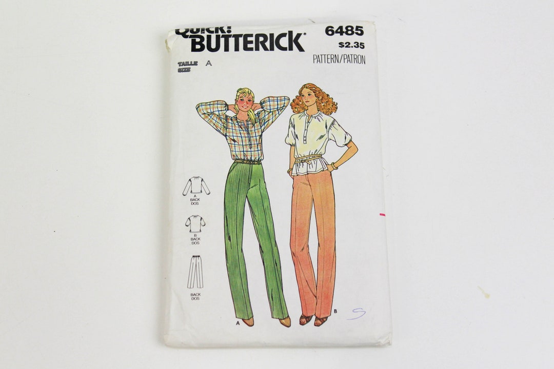 1980s Womens Top and Pants Sewing Pattern Butterick 6485, Vintage ...