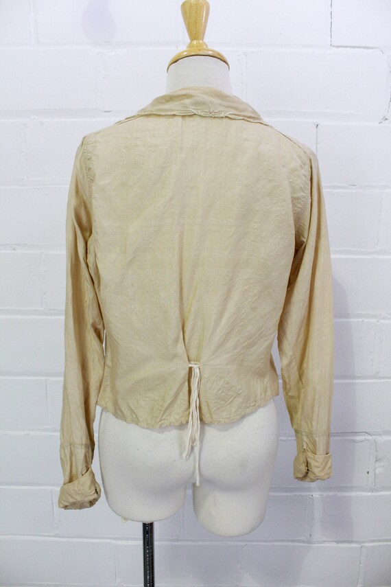Antique 1900s Edwardian Silk Blouse, Embroidered Coll… - Gem