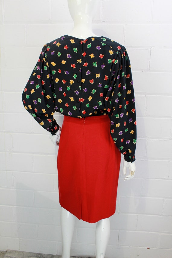 1980s Red Skirt, Vintage Minimalist Ruby Red Pencil S… - Gem