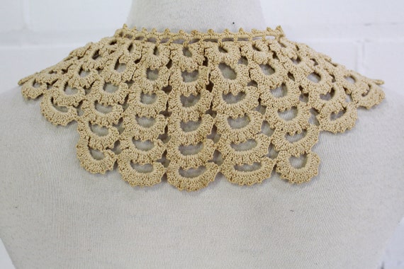 1910s Crochet Collar, Antique Edwardian Scalloped Col… - Gem