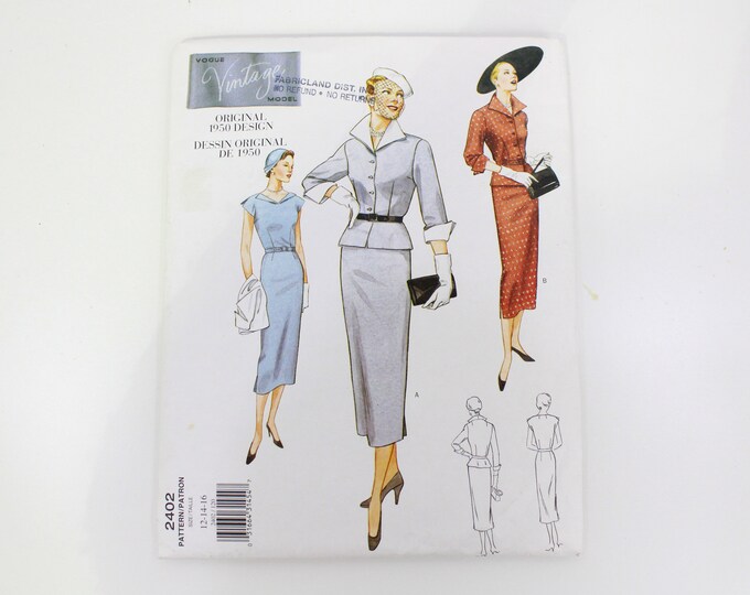 Vogue Vintage Model Reproduction Pattern for 1950s Dress / Size 6-8-10 ...