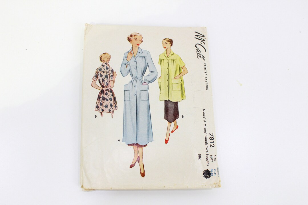 1940s Mccall 7812 Women's Smock Sewing Pattern, Vintage 40s Smock ...