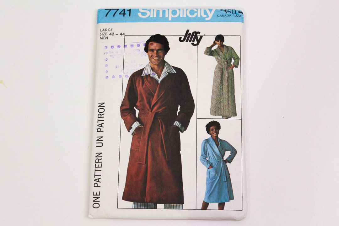 1970s Men's Robe Sewing Pattern Simplicity 7741 Jiffy, Vintage 70s ...
