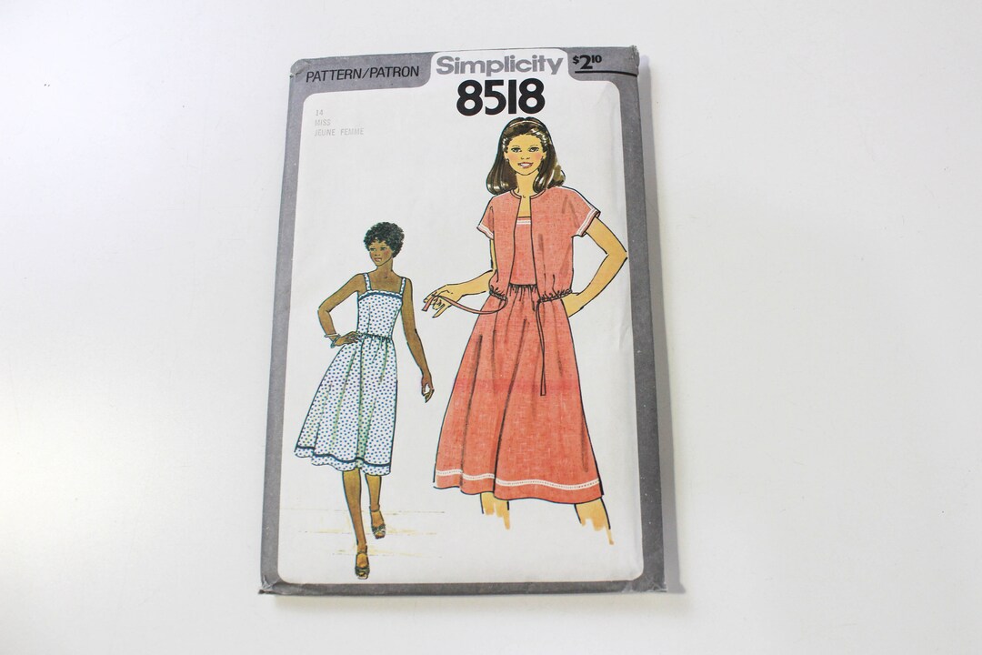 1970s Dress and Jacket Sewing Pattern Simplicity 8518, Vintage 70s ...