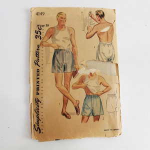 1950s Men's Shorts Sewing Pattern Simplicity 4149, Vintage 50s Mens ...