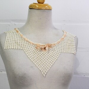 Antique Crochet Collar, 1930s Vintage Multi-point Collar With Silk ...