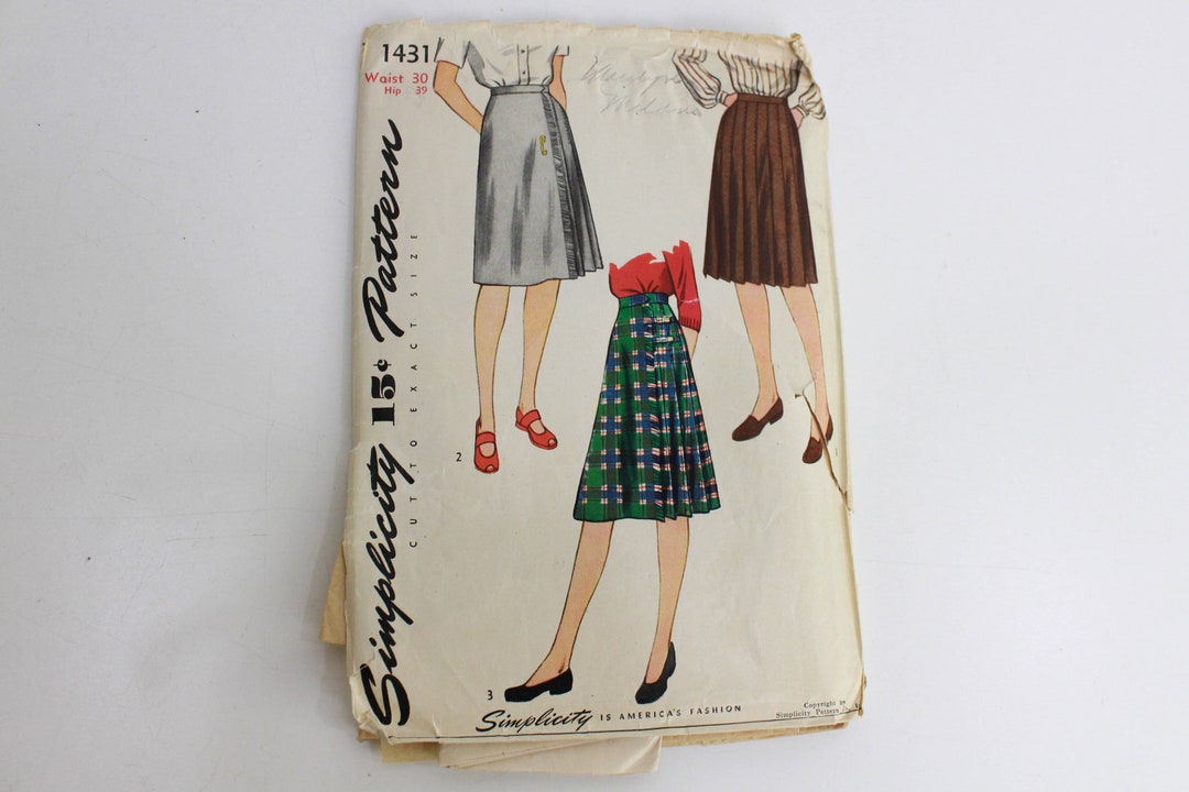 1940s Skirt Sewing Pattern Simplicity 1431 Waist 30 - Etsy