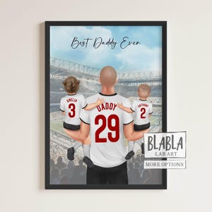 Football Dad and Kids Print, Two Kids and Dad Print, Custom Football ...