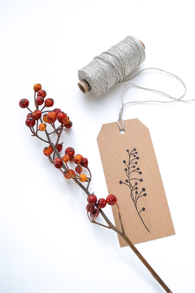 Rubber Stamp HAWTHORN, Botanical Stamp, Plant Stamp, Twig With Berries ...