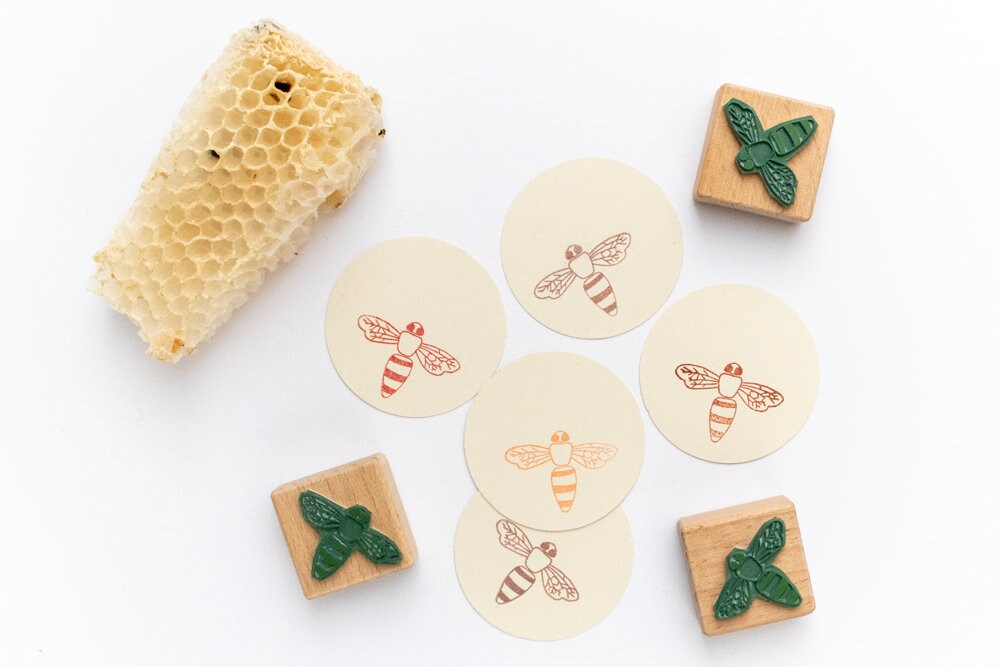 Rubber Stamp Bee bee stamp beekeeping stamp wooden stamp | Etsy