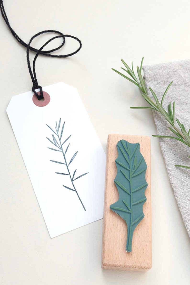 Rosemary Stamp, Plant Stamp, Floral Rubber Stamp, Rosemary Twig Stamp ...
