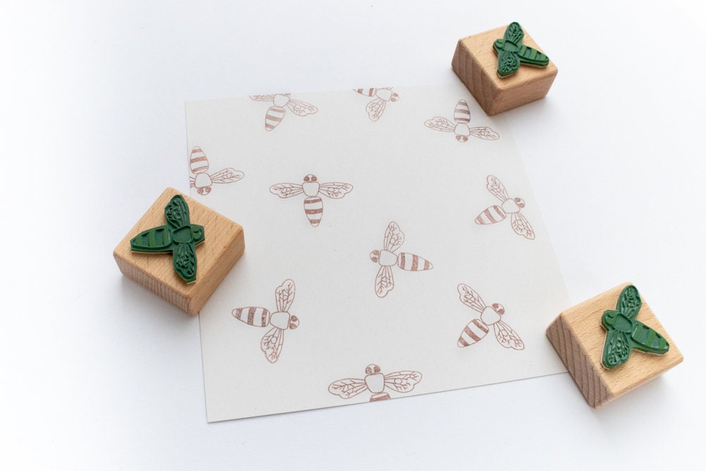 Rubber Stamp Bee bee stamp beekeeping stamp wooden stamp | Etsy
