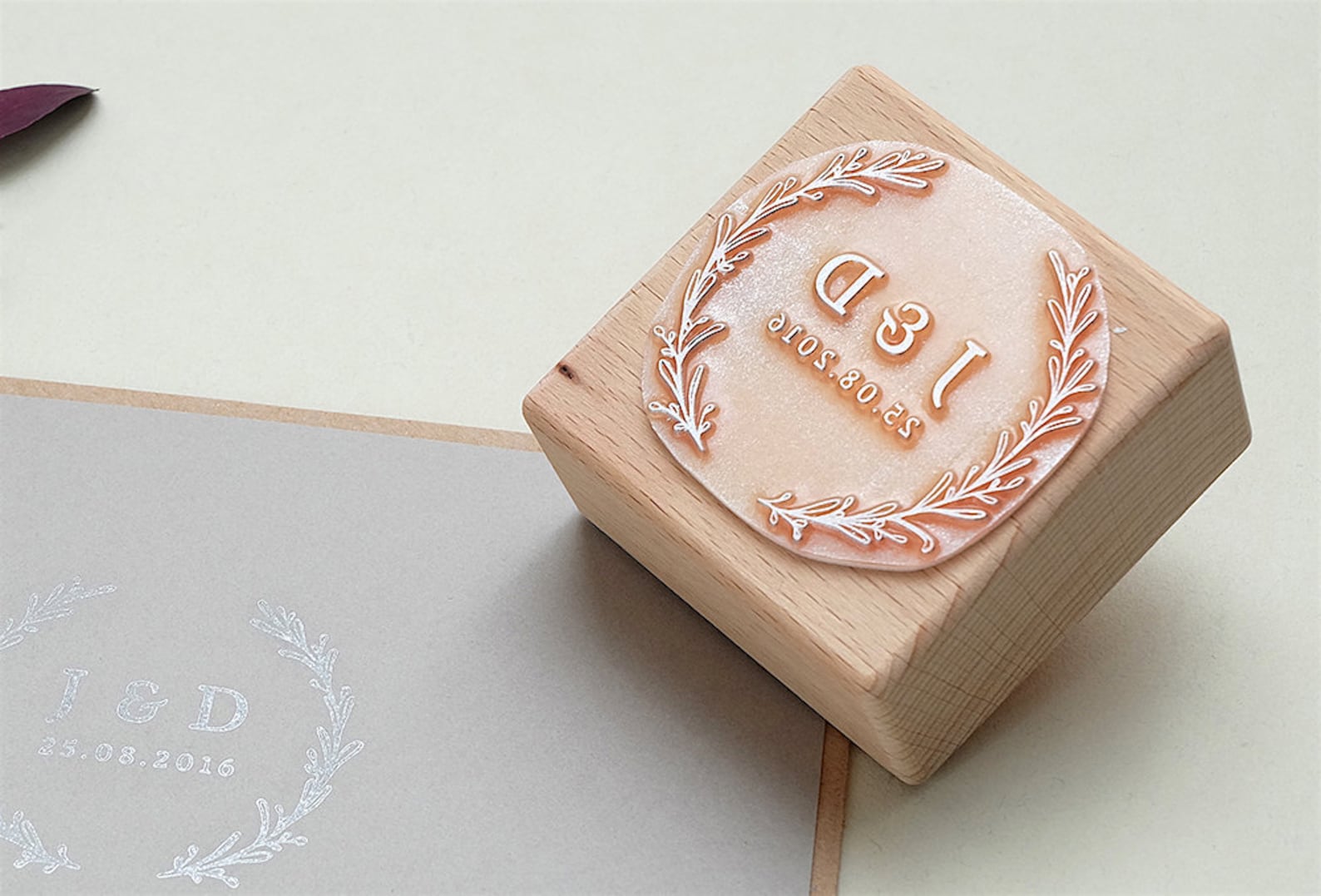 Custom Wedding Invitation Wedding Stamp Floral Wreath Stamp | Etsy