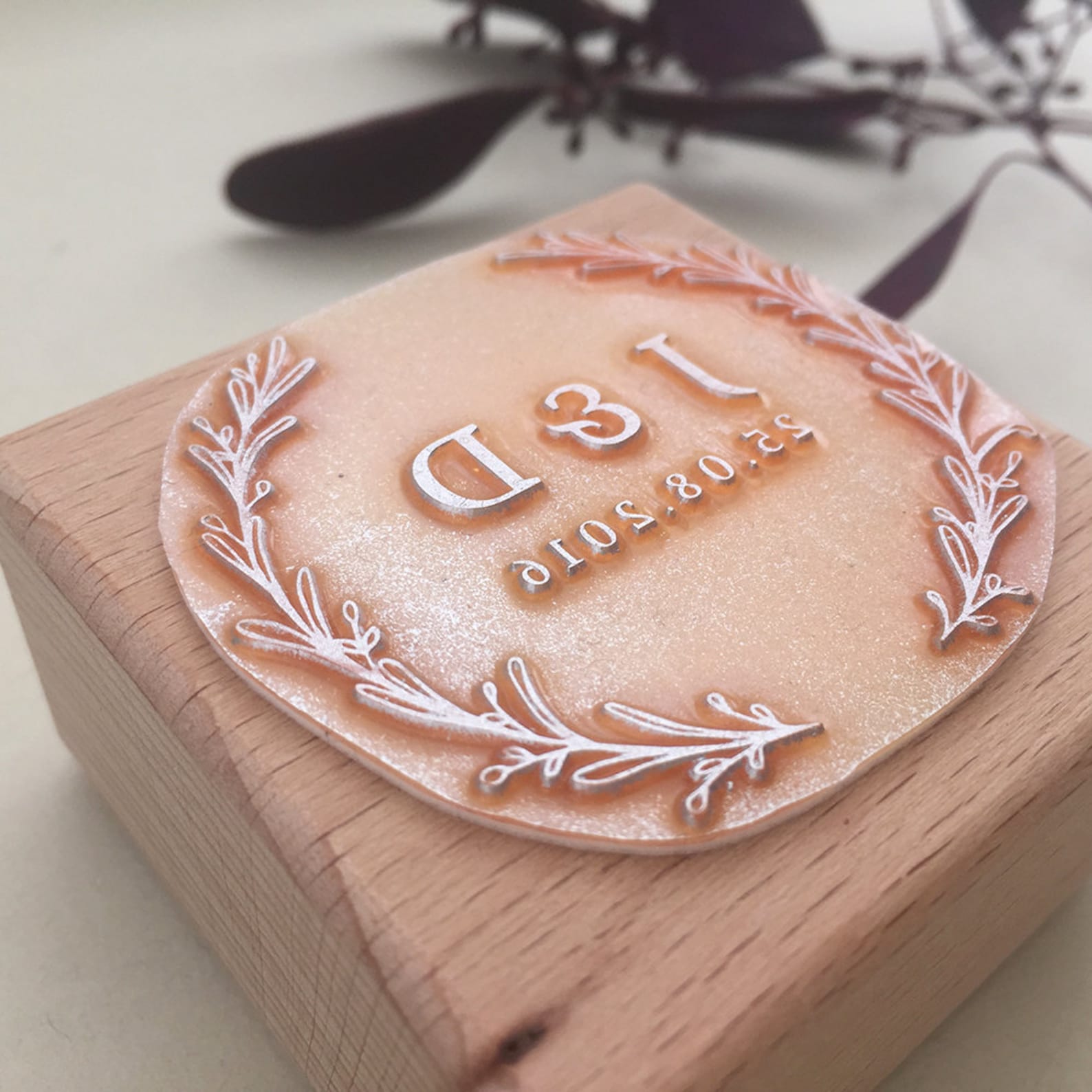 Custom Wedding Invitation Wedding Stamp Floral Wreath Stamp | Etsy