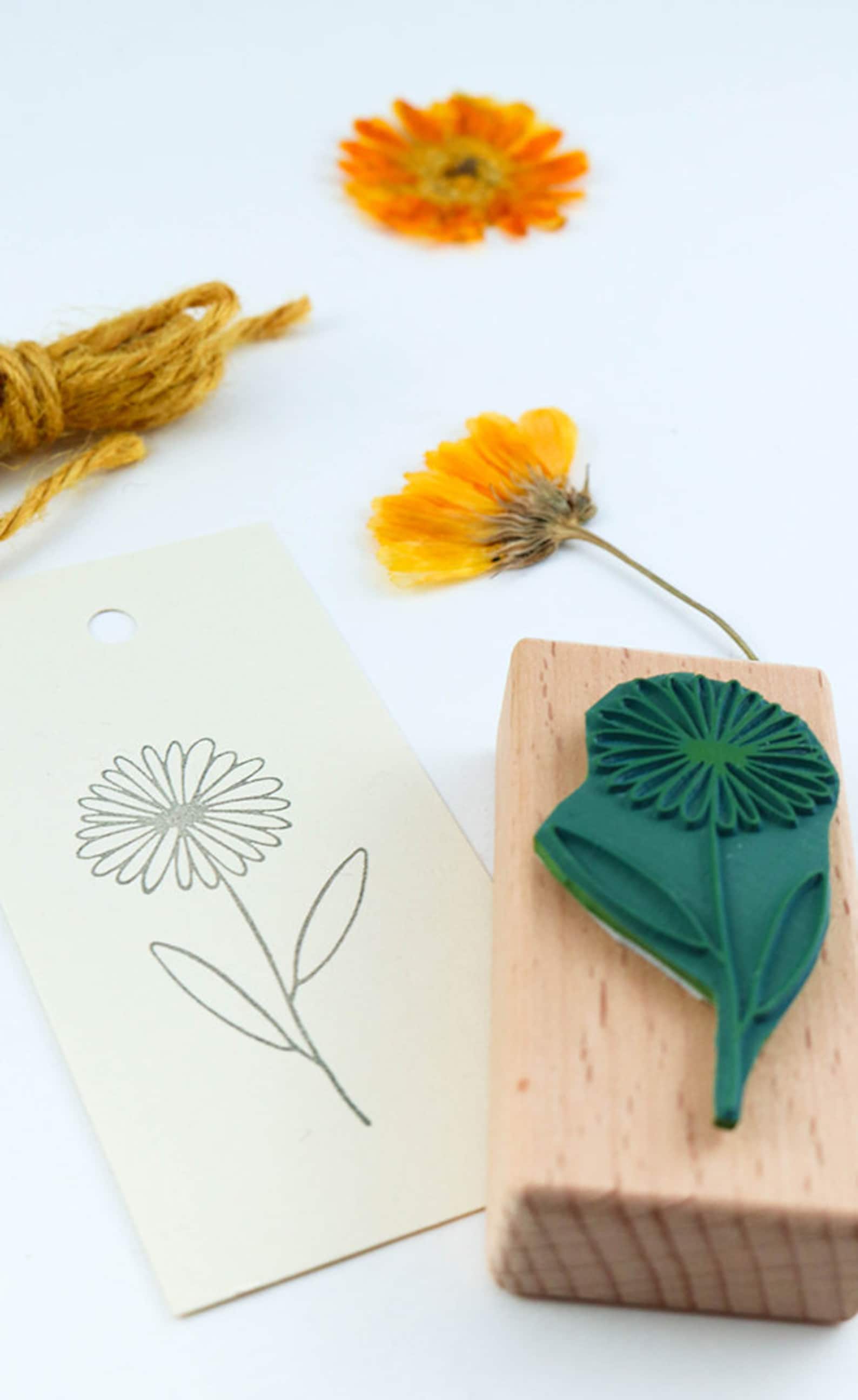 Rubber Stamp Marigold flower stamp floral rubber stamp | Etsy