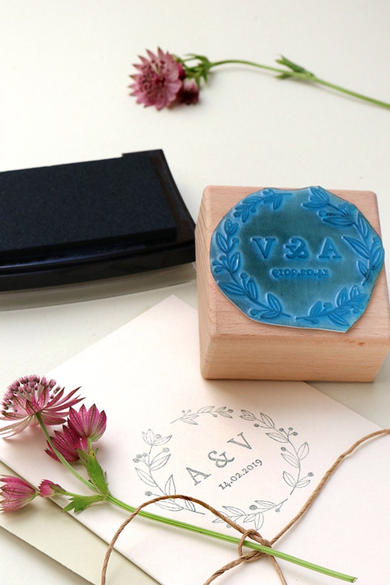 Floral Wedding Stamp Custom Wedding Stamp Initial Wedding | Etsy