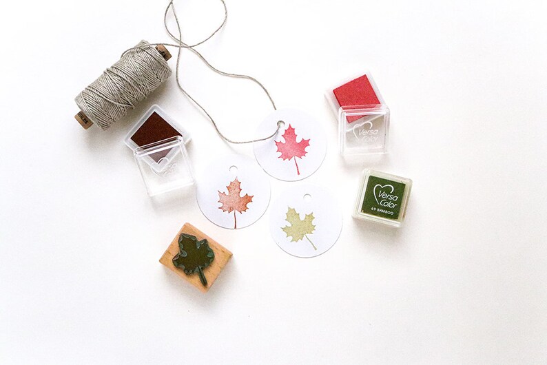 Rubber Stamp MAPLE LEAF Gift Tag Stamp Christmas Stamp - Etsy